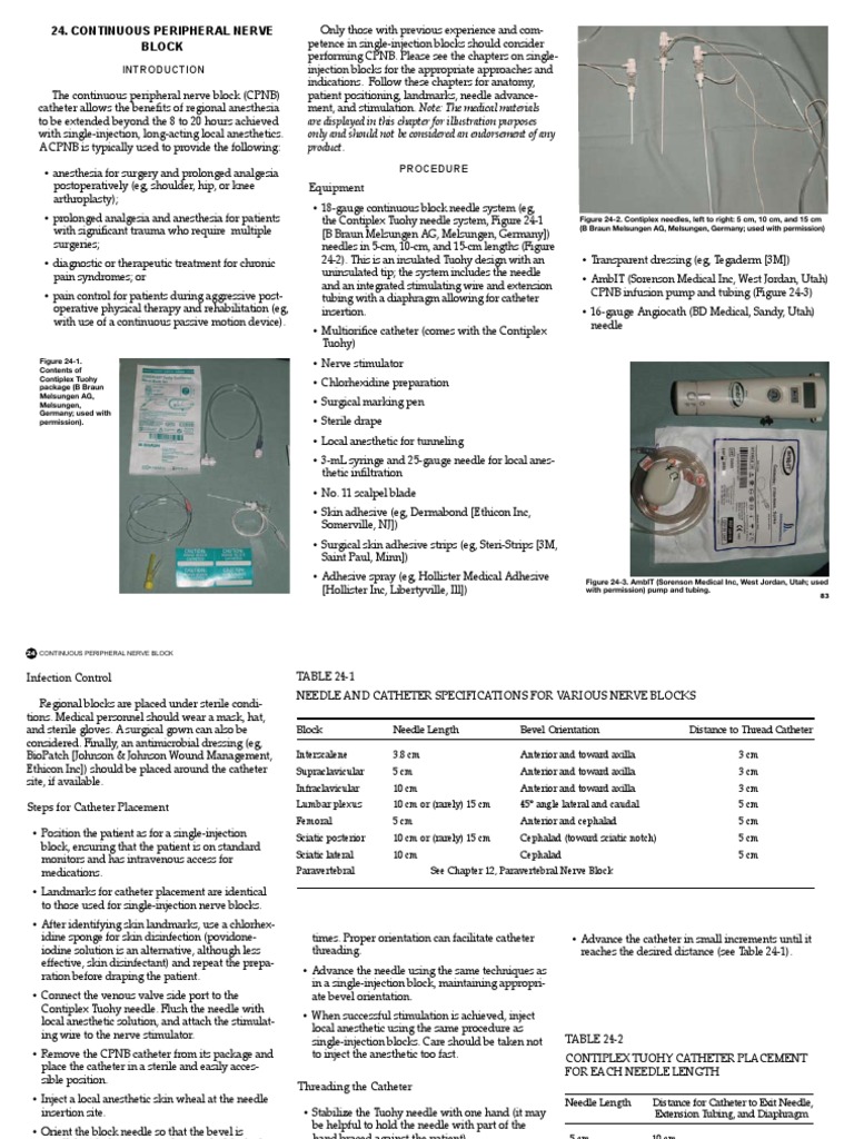 Continuous Peripheral Nerve Block | PDF | Intravenous Therapy | Anesthesia