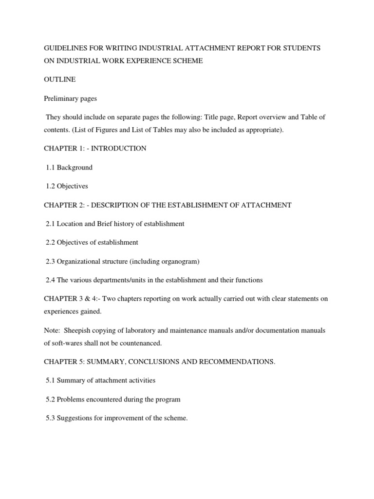 Guidelines For Writing Industrial Attachment Report For Students On ...