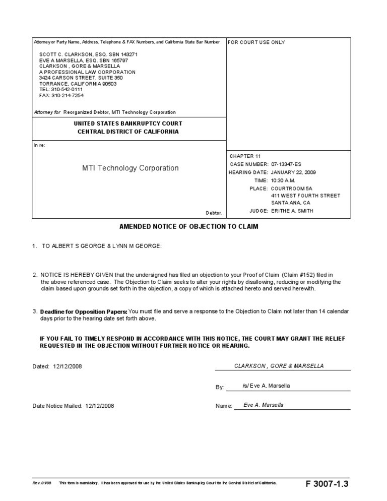 Objection to Claim Notice - MTI Corp | PDF