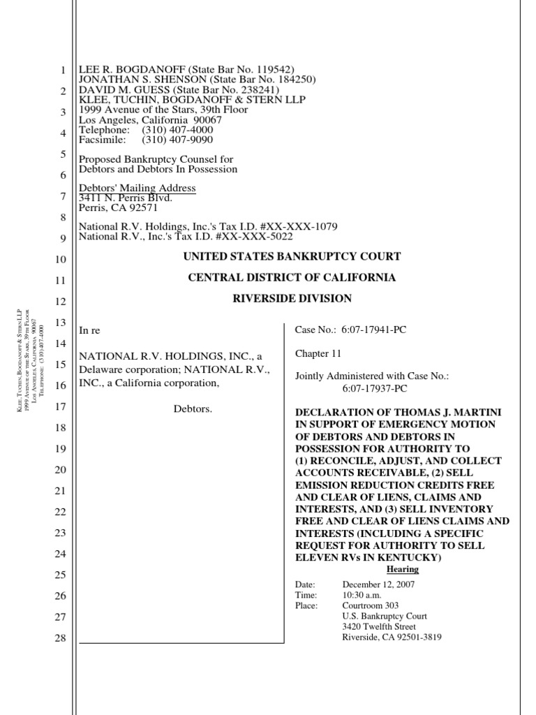 United States Bankruptcy Court Central District of California Riverside ...