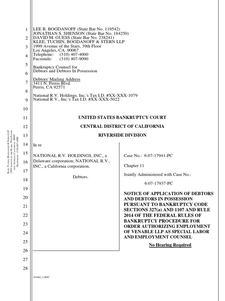 United States Bankruptcy Court Central District of California Riverside ...