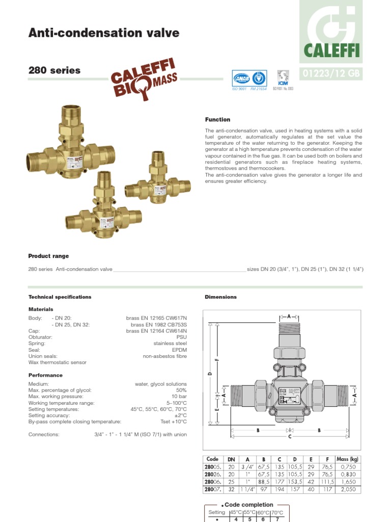 Caleffi: Anti-condensation valve | Valve | Fireplace