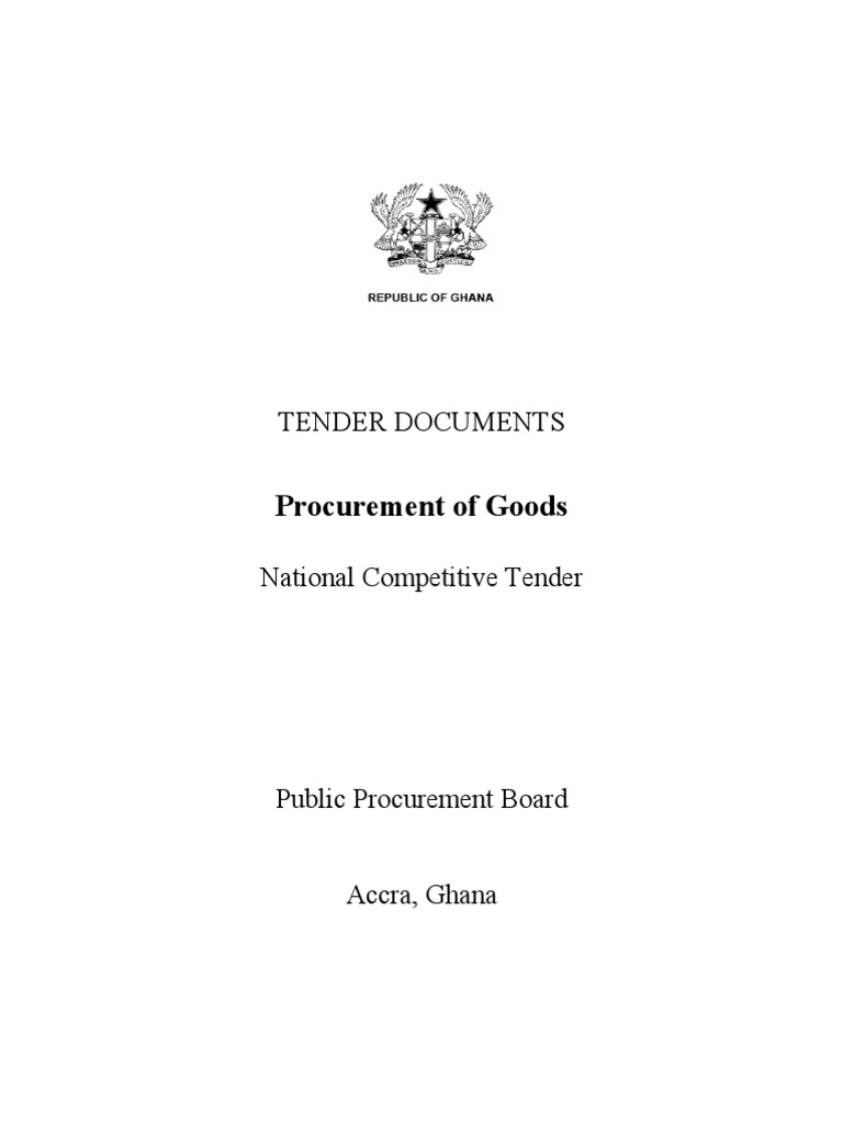 Standard Tender Document For Procurement of Good - NCT | PDF ...