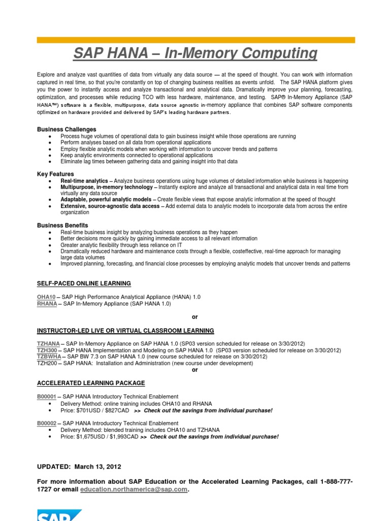 Sap Hana - Packet | PDF | Sap Se | Computer Hardware
