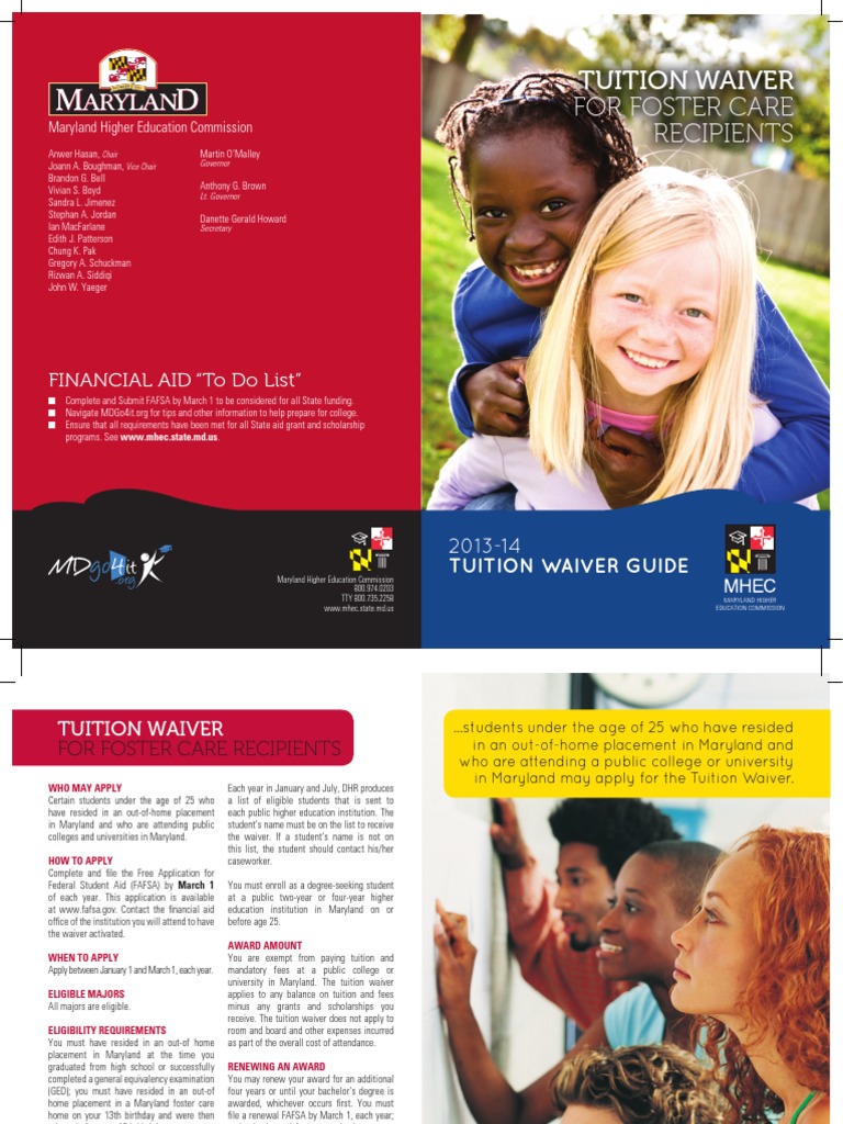 Tuition Waiver For Foster Care Recipients: Financial Aid "To Do List" | PDF | Student Financial ...
