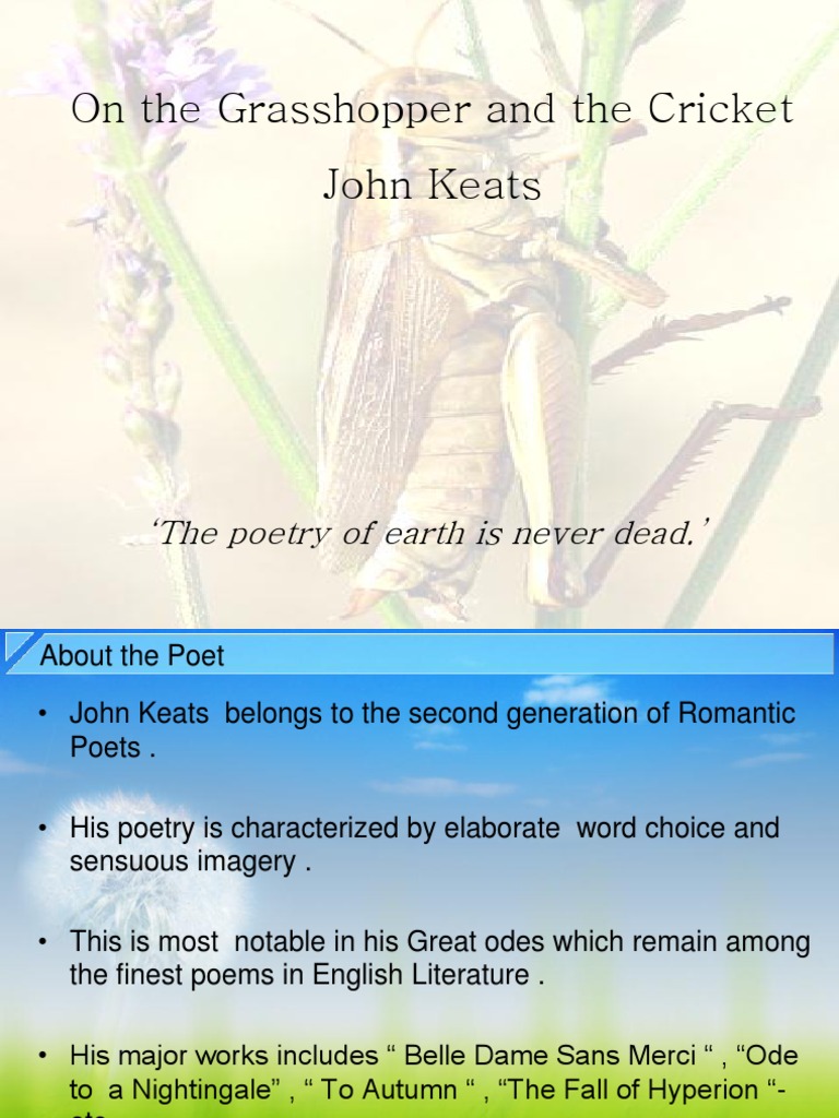On The Grasshopper and The Criccket | PDF | Sonnets | Poetry