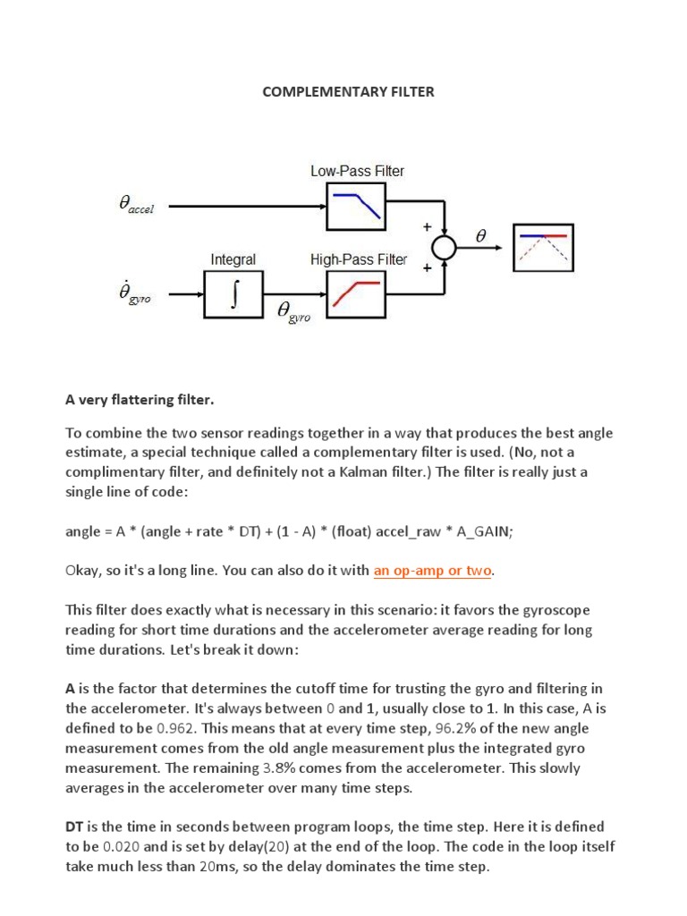 Complementary Filter | PDF | Gyroscope | Electronic Filter