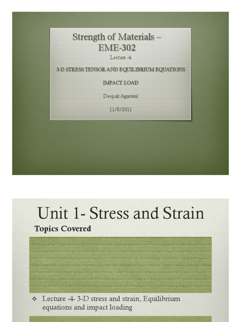 Lecture4 3-d Stress Tensor and Equilibrium Equations | PDF | Stress ...