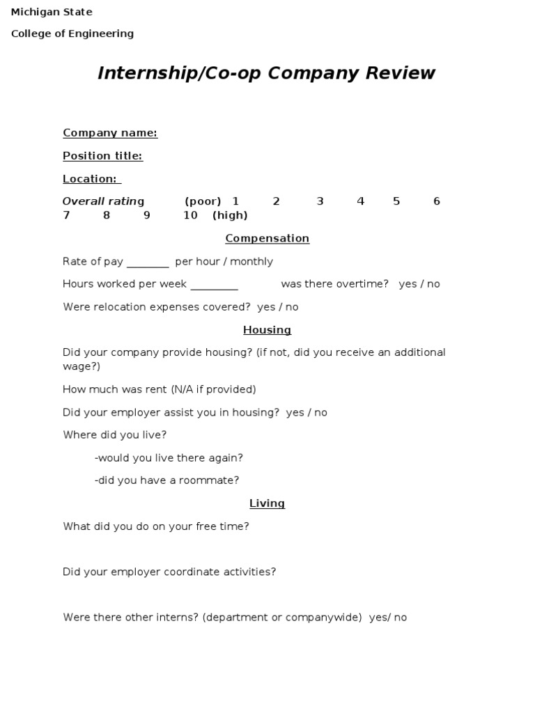 Internship/Co-op Experience Review | PDF