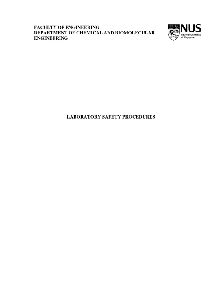 Fyp Lab Safety Briefing Pdf Laboratories Chemical Reactions