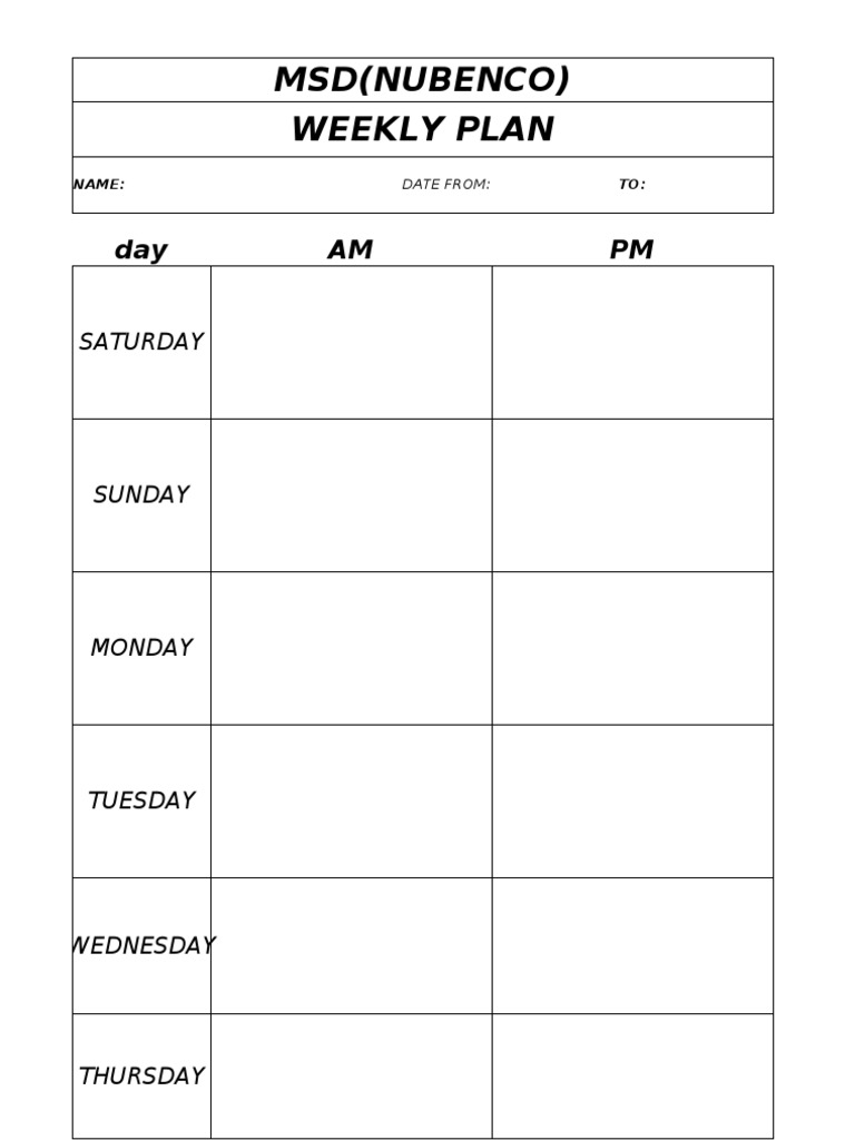 Weekly Plan | PDF