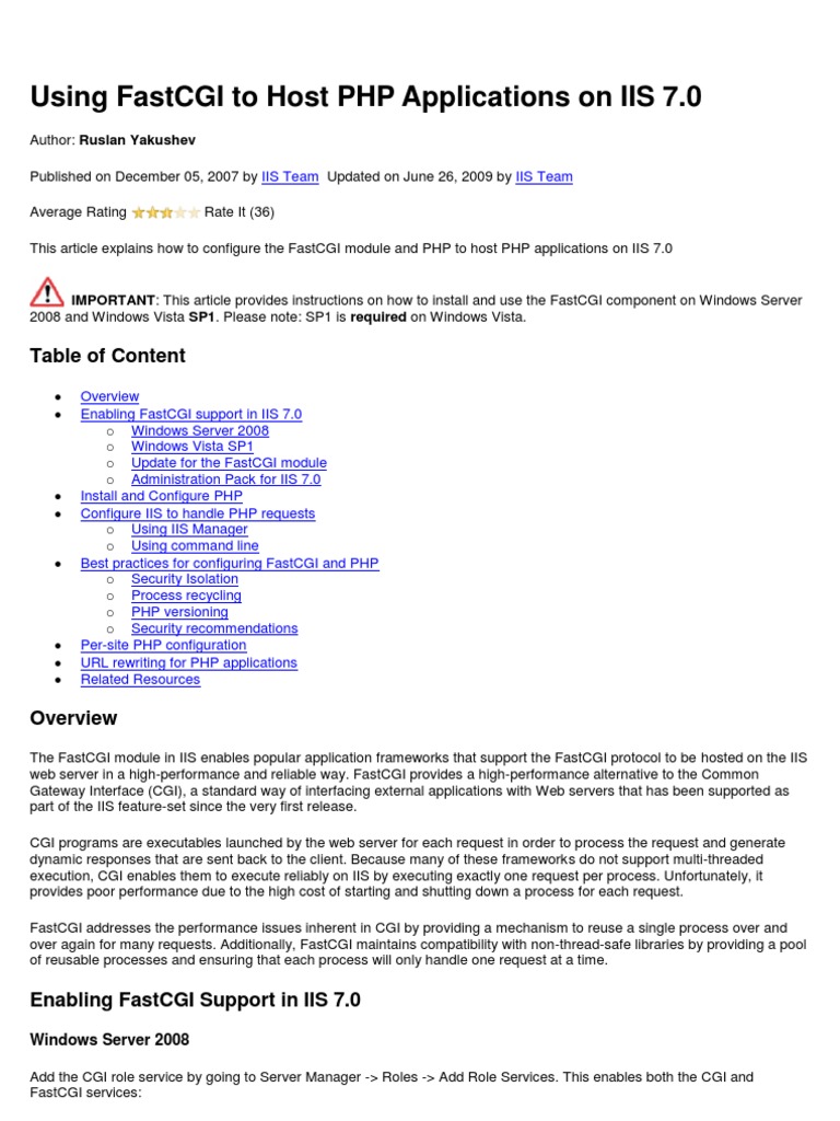 Using Fastcgi To Host PHP Applications On Iis 7 | PDF | Php | Internet ...