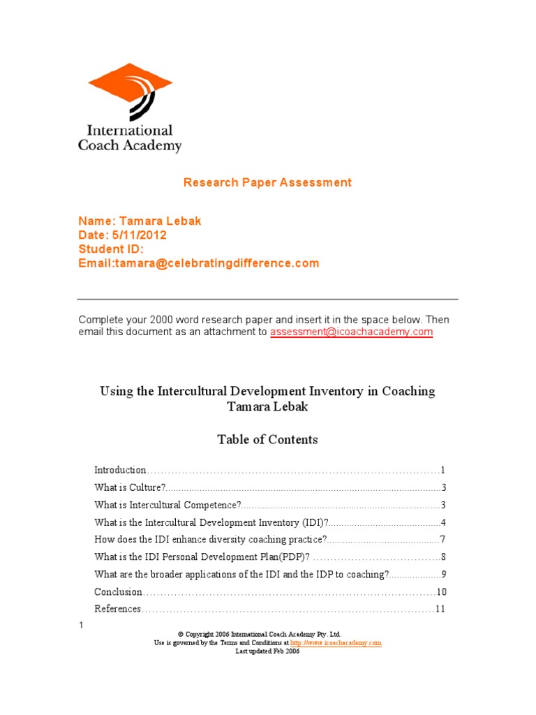 Research Paper: Using The Intercultural Development Inventory in ...
