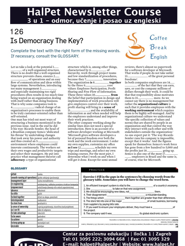 Is Democracy The Key?: Complete The Text With The Right Form of The ...