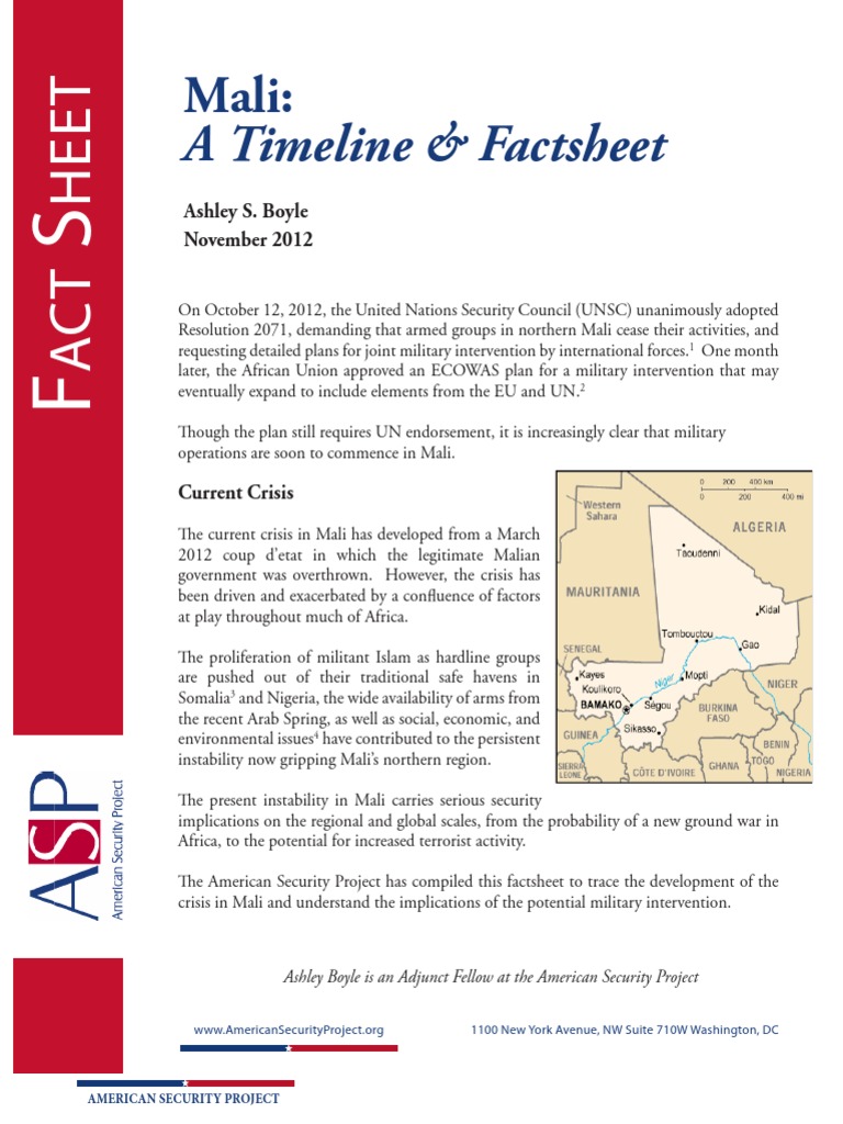 Mali - Timeline and Factsheet | Mali | International Security