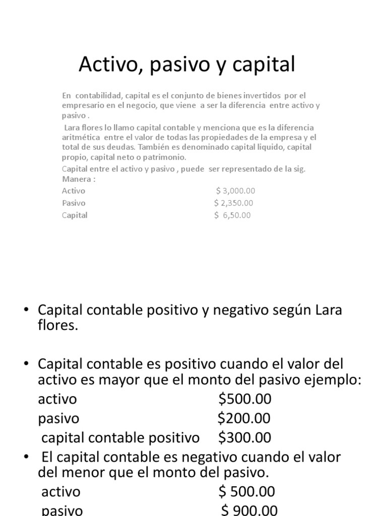 Activo, Pasivo y Capital | PDF | Hoja de balance | Contabilidad