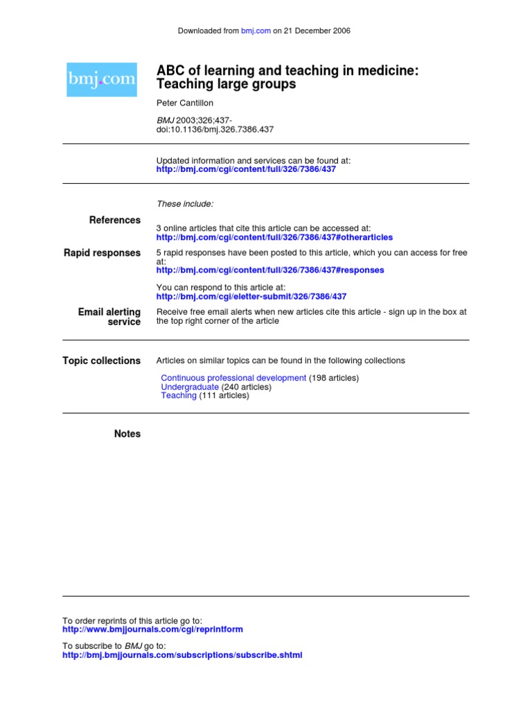 ABC Teaching Large Groups | PDF | Lecture | Clinical Medicine