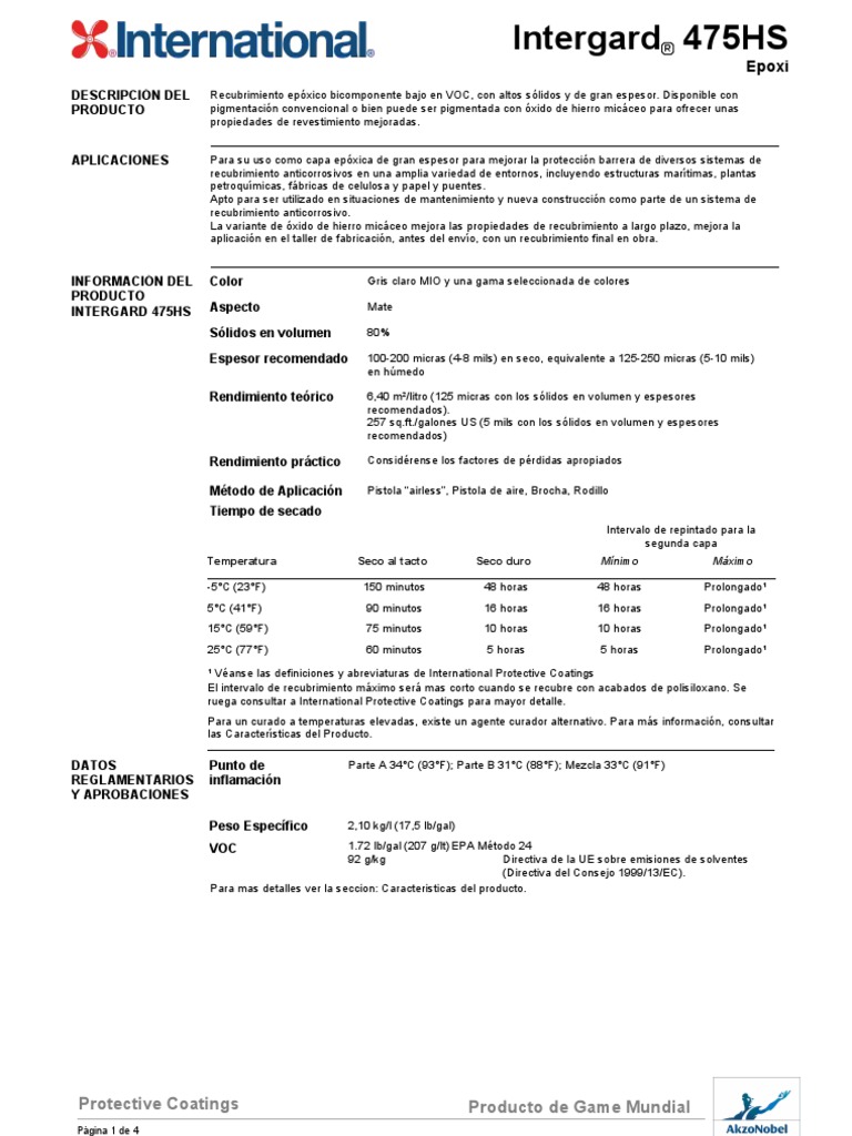 Intergard 475 Hs | PDF | Calidad (comercial) | Química