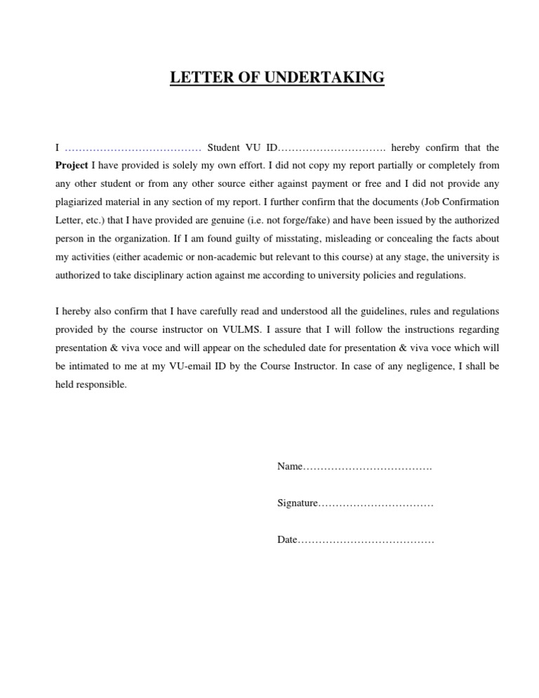 Letter of Undertaking | PDF