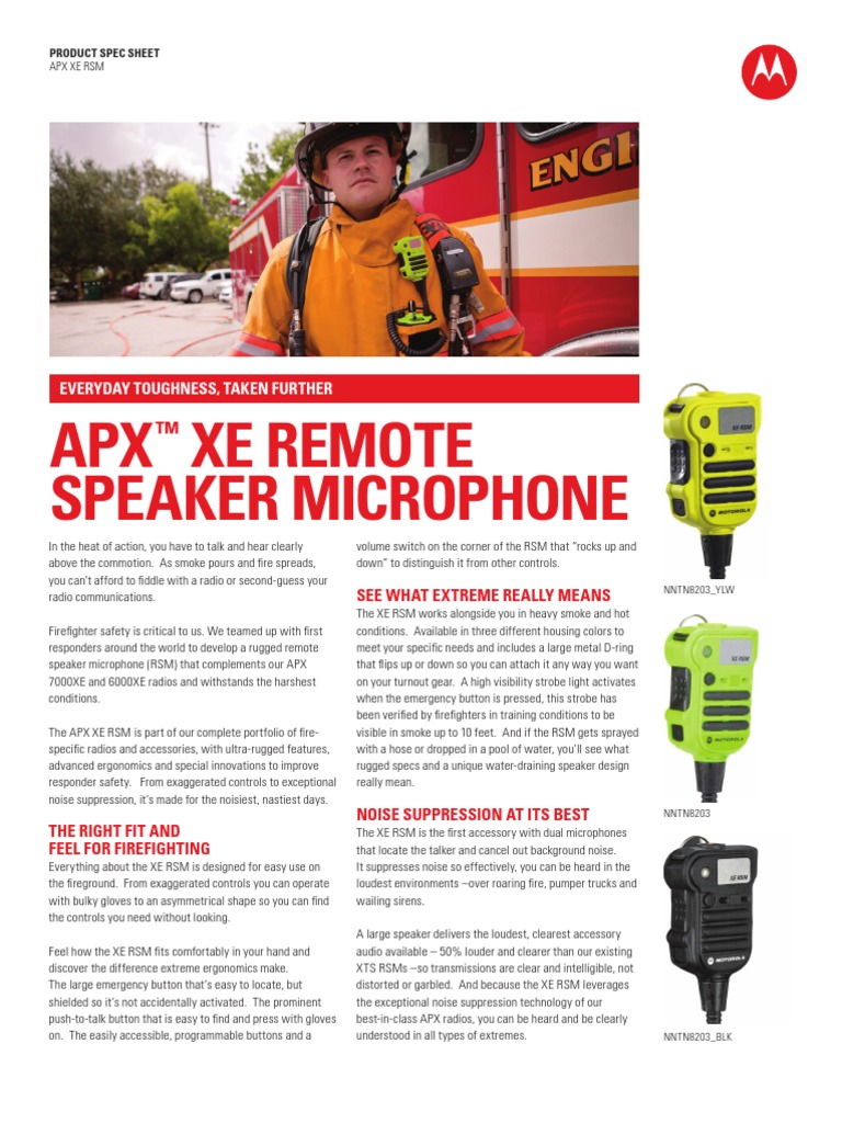 XE Remote Speaker Microphone Specs | PDF | Motorola | Microphone