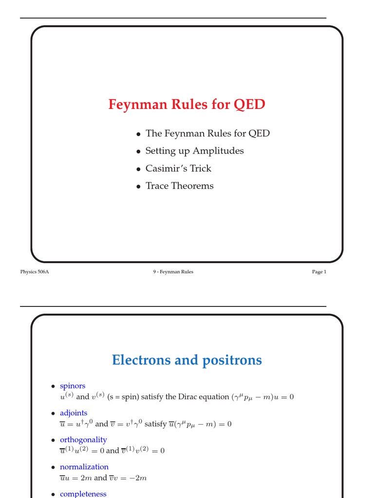 Feynman Rules For QED | PDF | Teaching Methods & Materials | Science ...