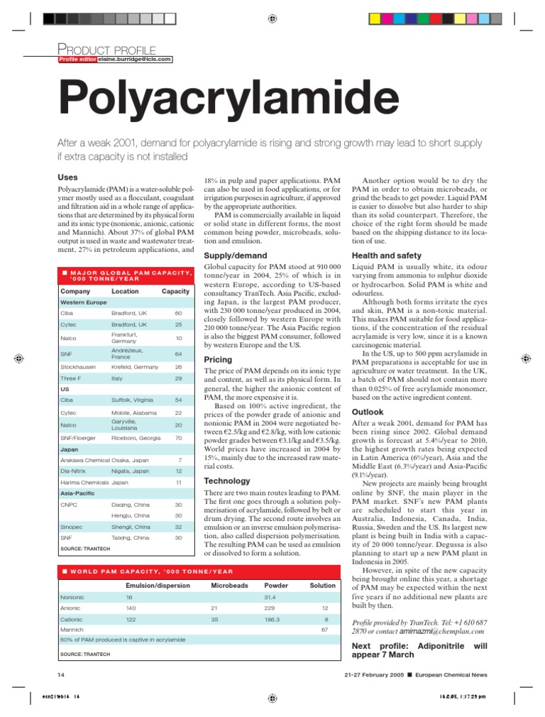 Polyacrylamide | PDF | Chemical Substances | Chemistry
