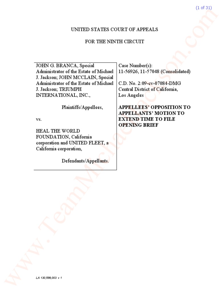 Appellees' Opposition To Appellants' Motion To Extend Time To File ...