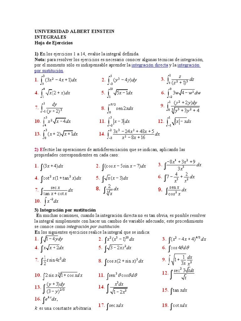 Ejercicios de Integrales Resueltas | PDF | Métodos y materiales de ...
