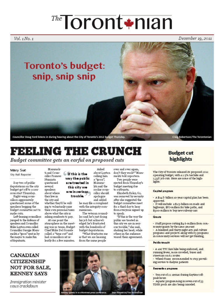 The Torontonian Page 1 | PDF | Citizenship | Immigration