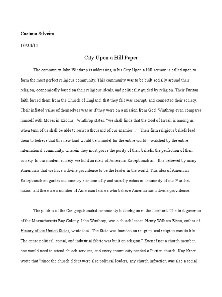 City Upon A Hill | PDF | Puritans | John Winthrop