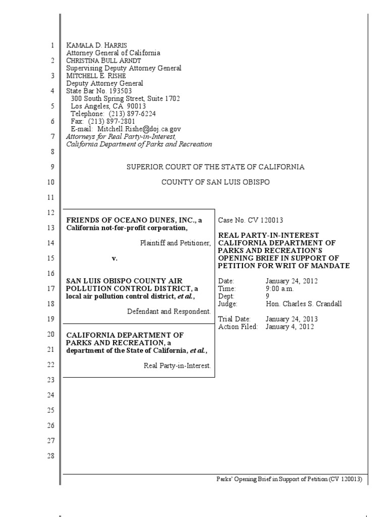 California Department of Parks and Recreation's Opening Brief | PDF ...