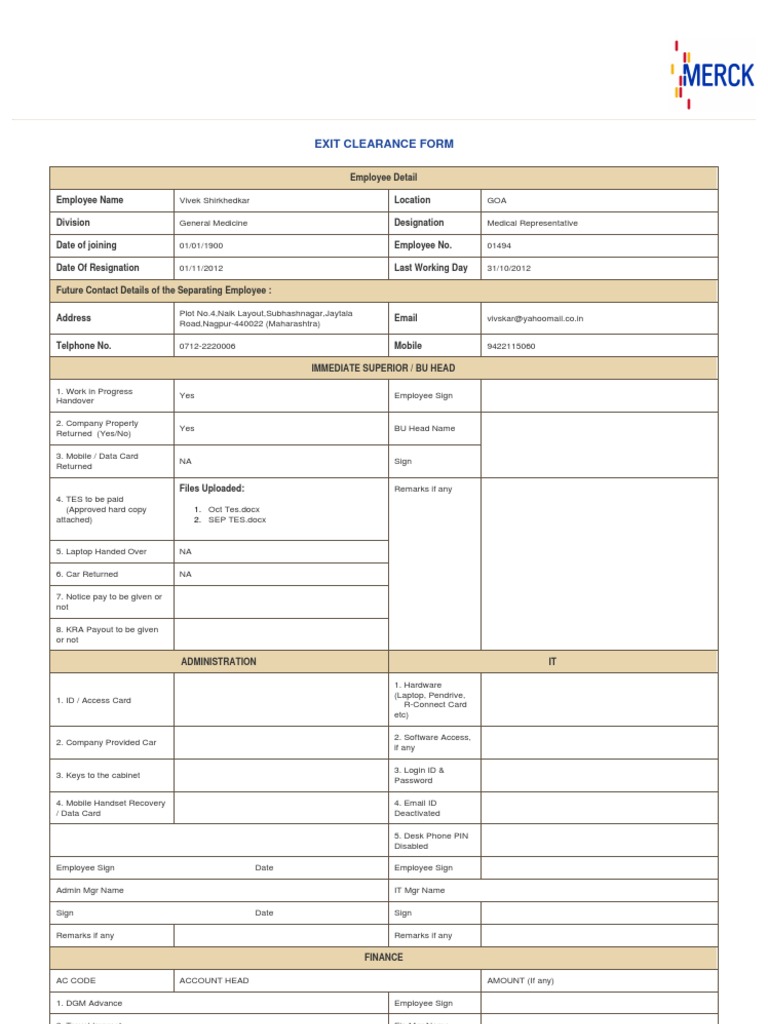 Exit Clearance Form | PDF | Computing | Computing And Information Technology