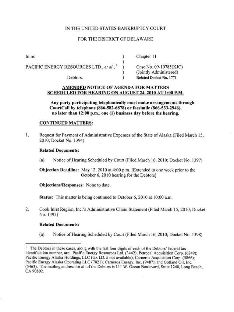 Docket No. 1771 | Download Free PDF | Chapter 11 | Bankruptcy