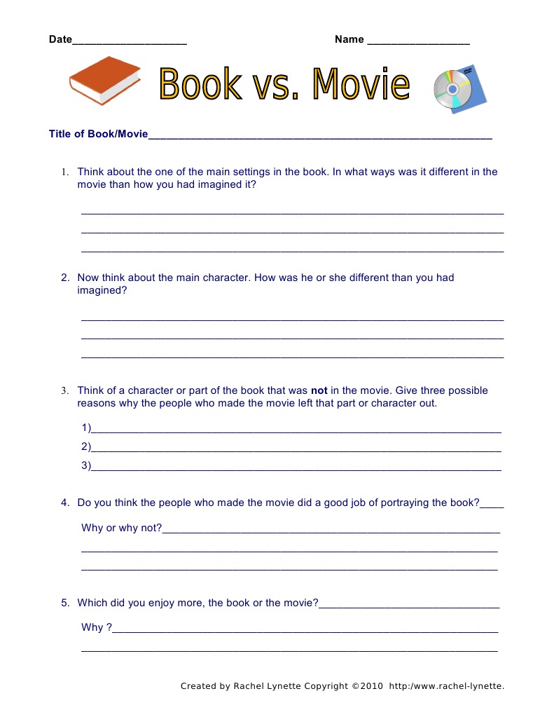 Freebookvsmovieworksheet | PDF | Language Arts & Discipline