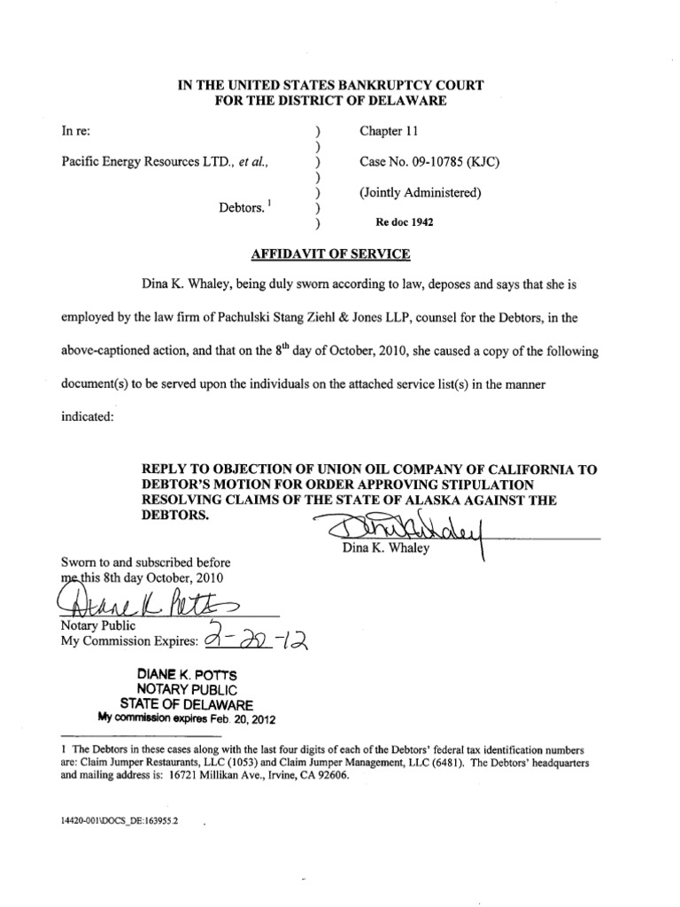 Diane K. Potts Notary Public State of Delaware: Redoc 1942 | PDF