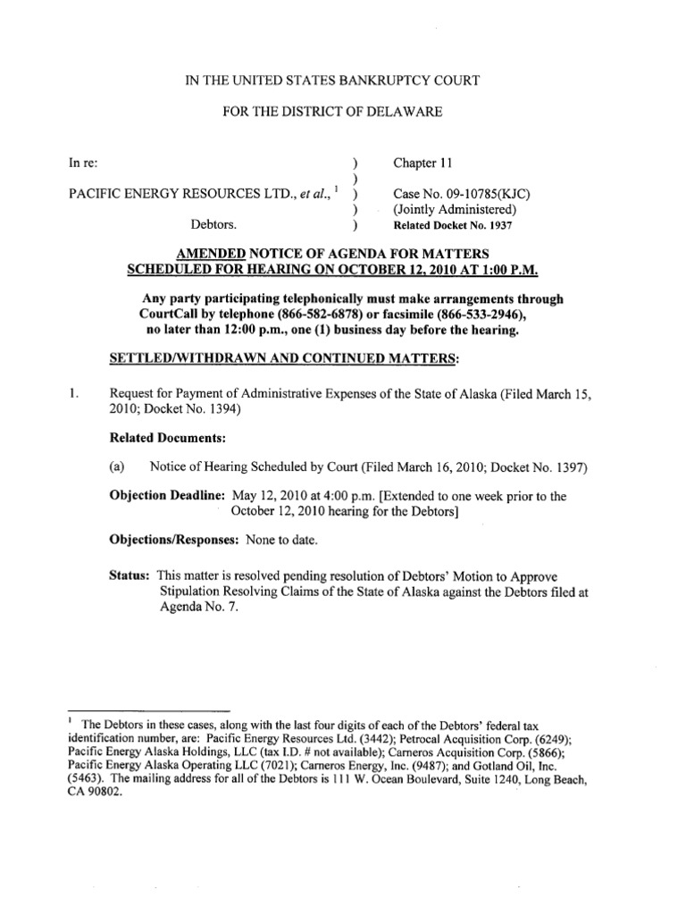 Related Docket No. 1937 | PDF | Chapter 11 | Bankruptcy