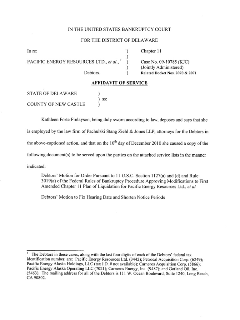 Affidavit of Service: Et Al., 1 | PDF | Chapter 11 | Bankruptcy