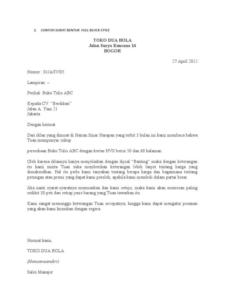 Contoh Surat Undangan Block Style