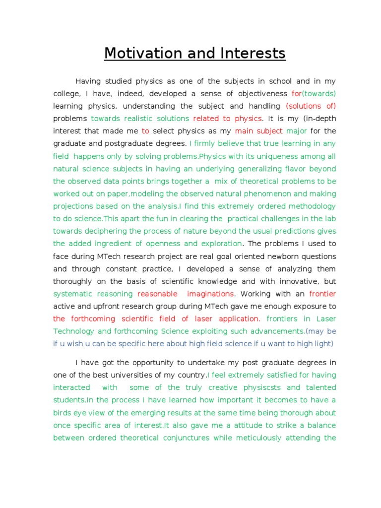 Research Interest Format | PDF | Science | Physics