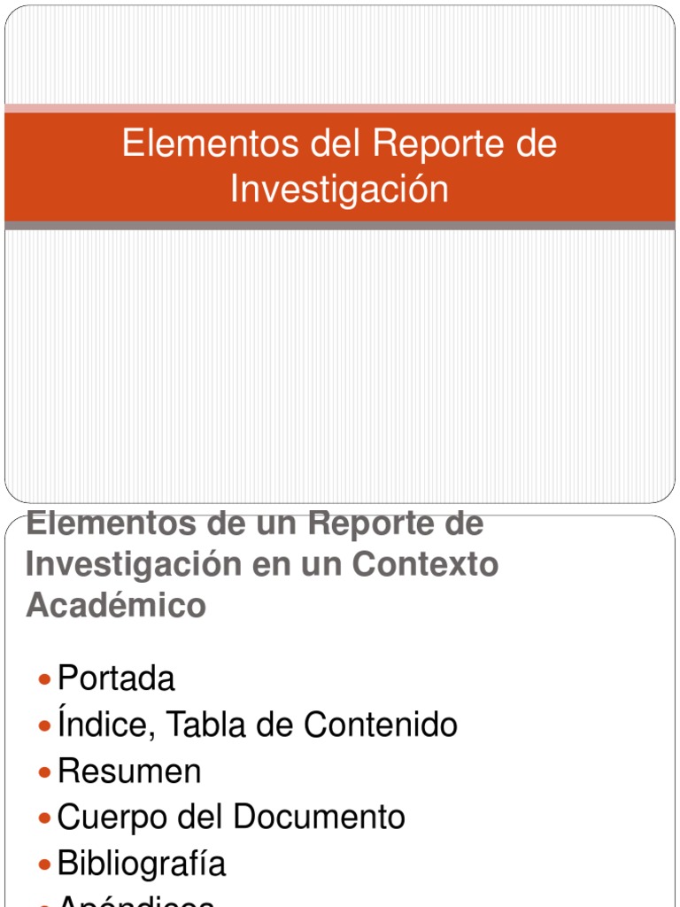 Elementos del Reporte de Investigación | Epistemología | Interacciones ...