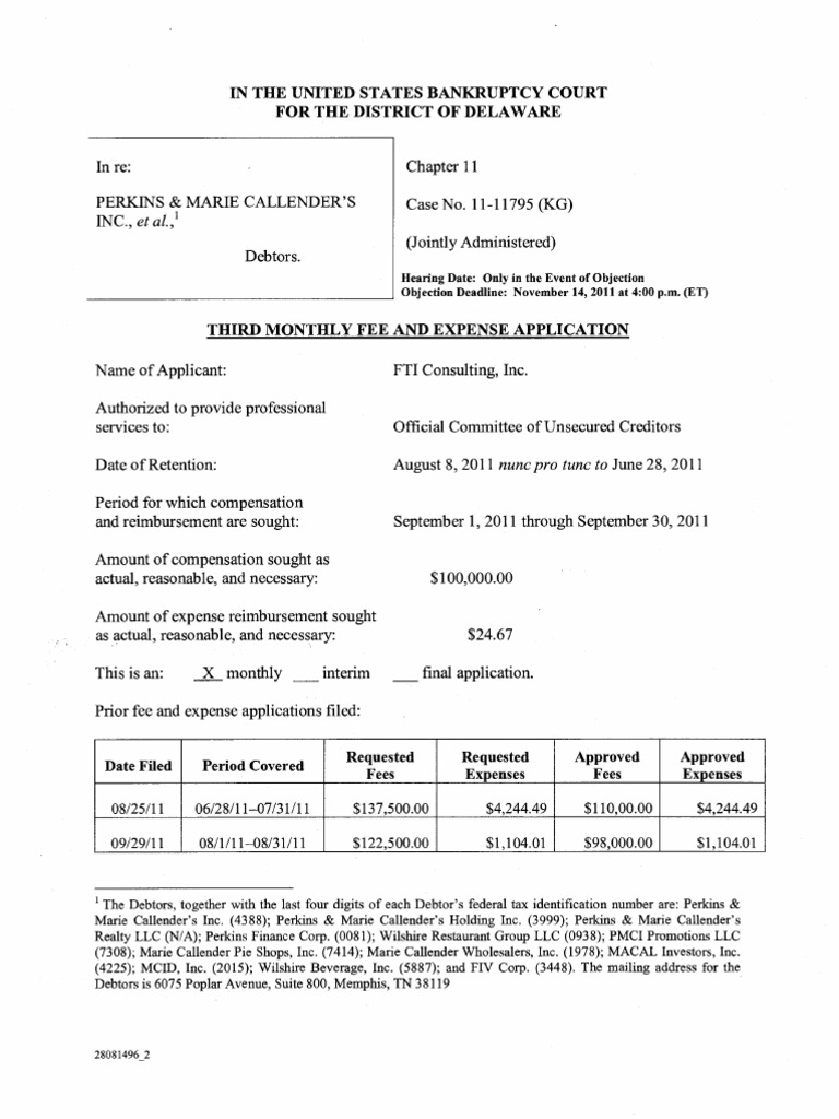 FTI Consulting's Fee Application for September | PDF | Chapter 11 ...
