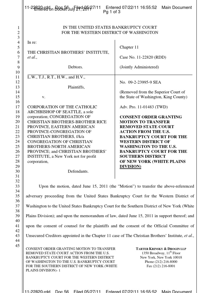 Et Al.,: Entered On Docket July 21, 2011 | PDF | Chapter 11 | Bankruptcy