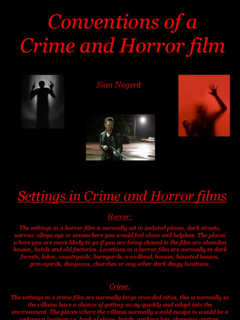 Conventions of A Crime and Horror Film | PDF | Horror Films | Thriller ...