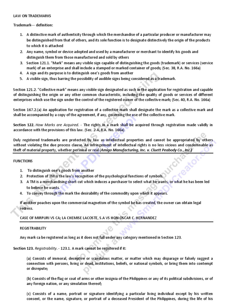 Law On Trademarks | PDF | Glossary Of Patent Law Terms | Trademark