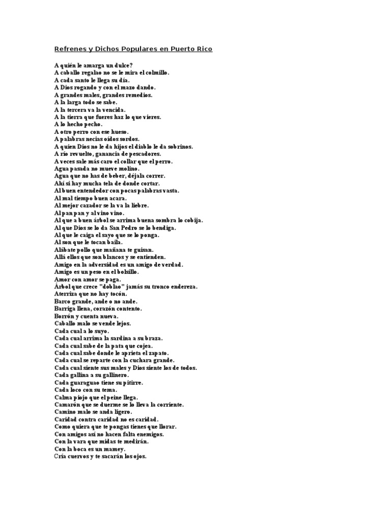Refranes y Dichos de Puerto Rico | PDF | Gatos | Diablo