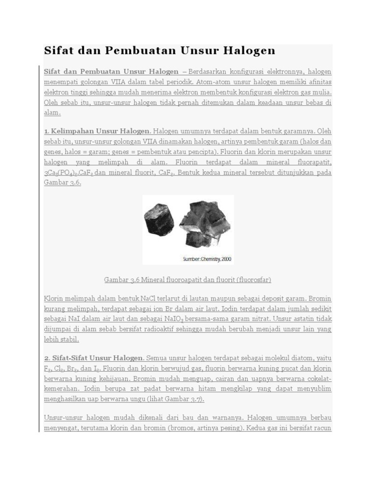 Sifat Dan Pembuatan Unsur Halogen | PDF