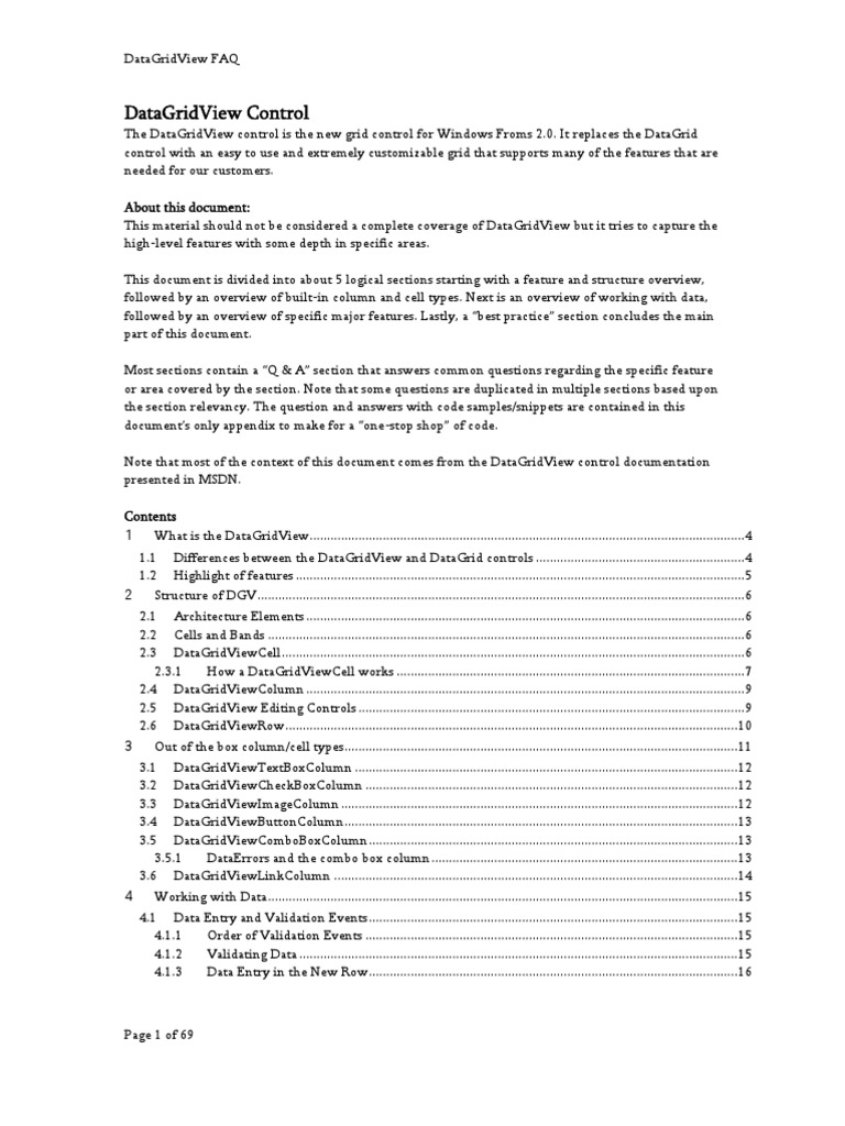 Datagridview Faq Pdf Class Computer Programming Data Type