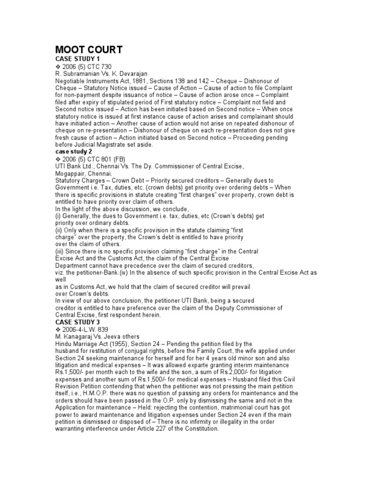 Moot Court: Case Study 1 | PDF | Excise | Taxation