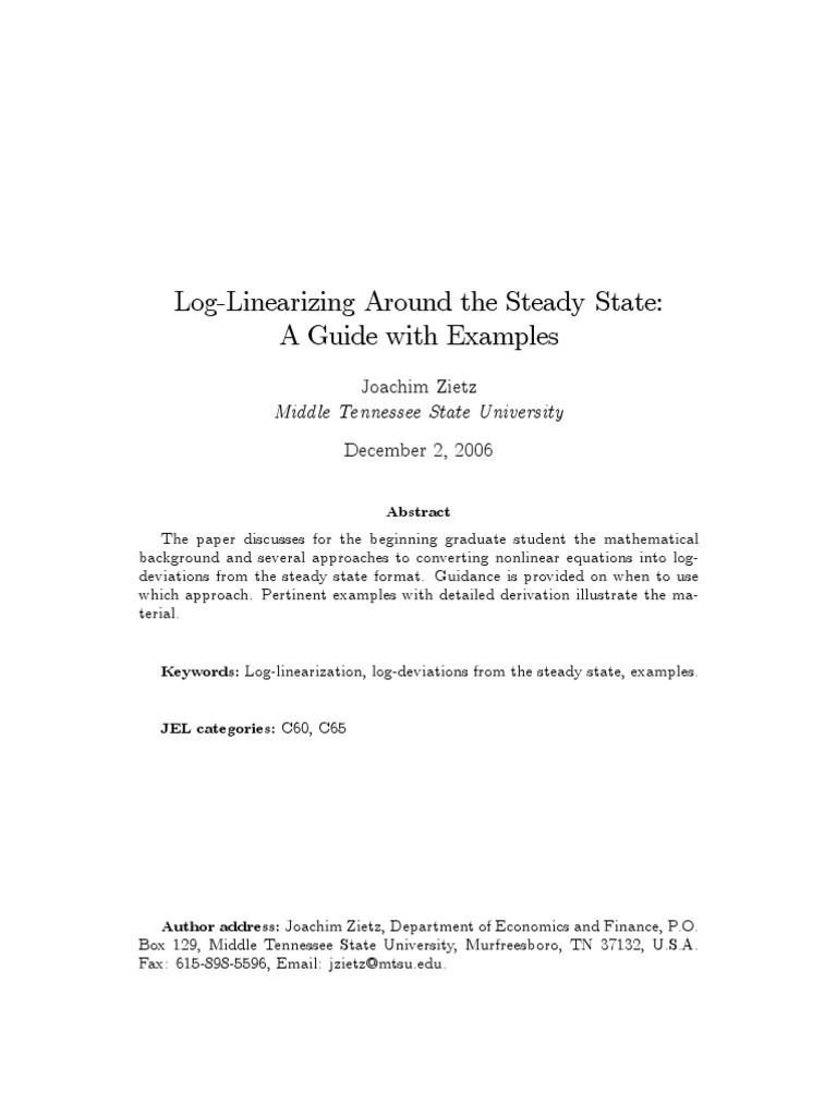 Log Linearization | PDF | Logarithm | Equations