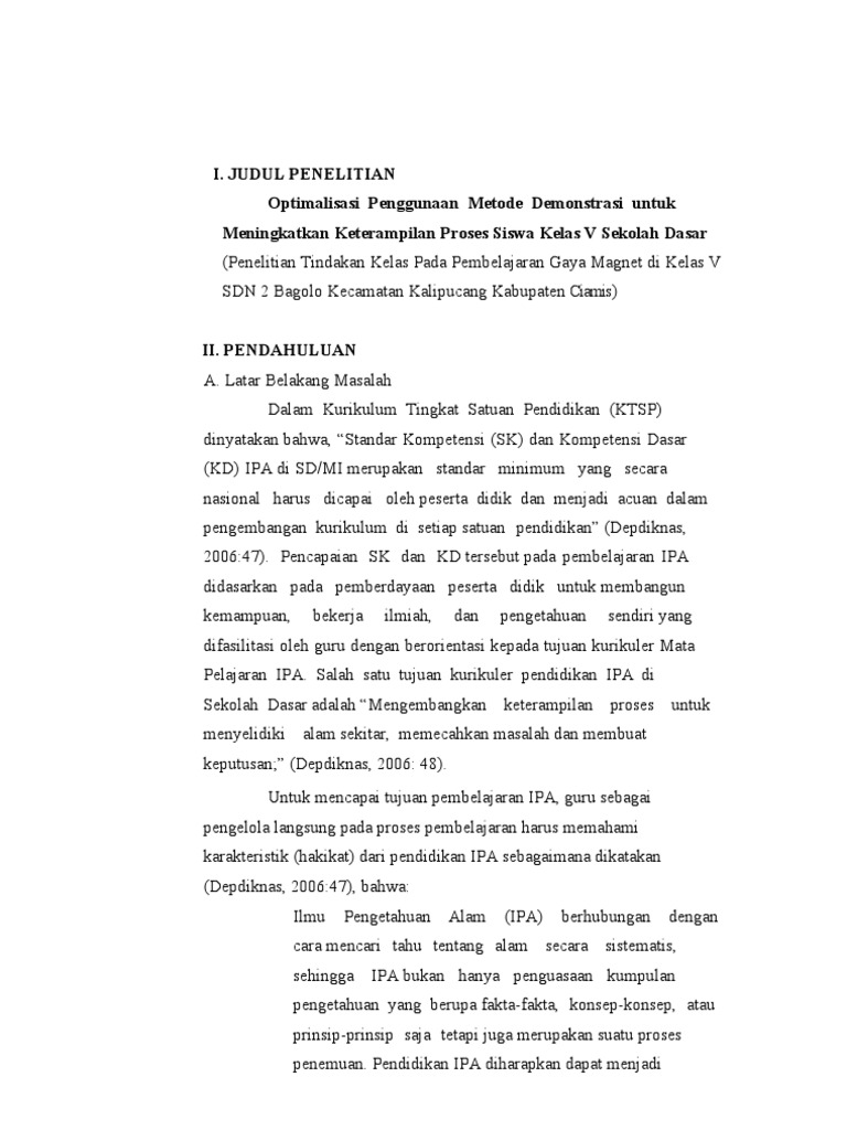 Contoh Proposal IPA SD | PDF